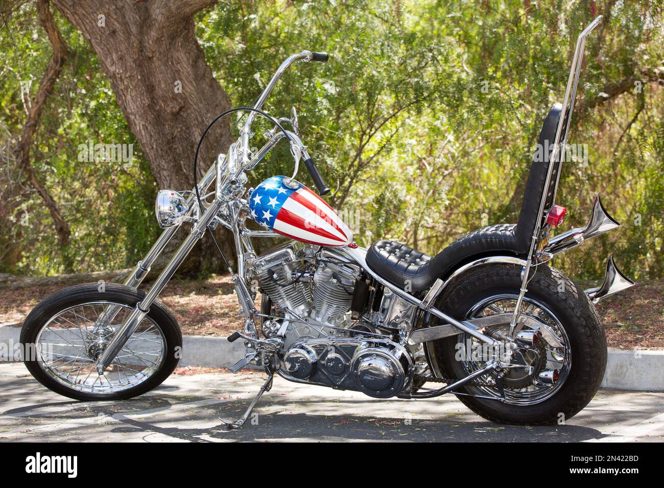 This Thursday, Sept. 4, 2014 photo shows the Captain America chopper ...