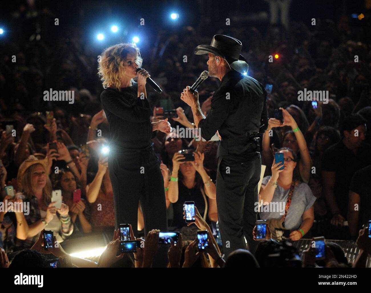 Country Singer Faith Hill, left, and Tim McGraw perform on stage at The ...