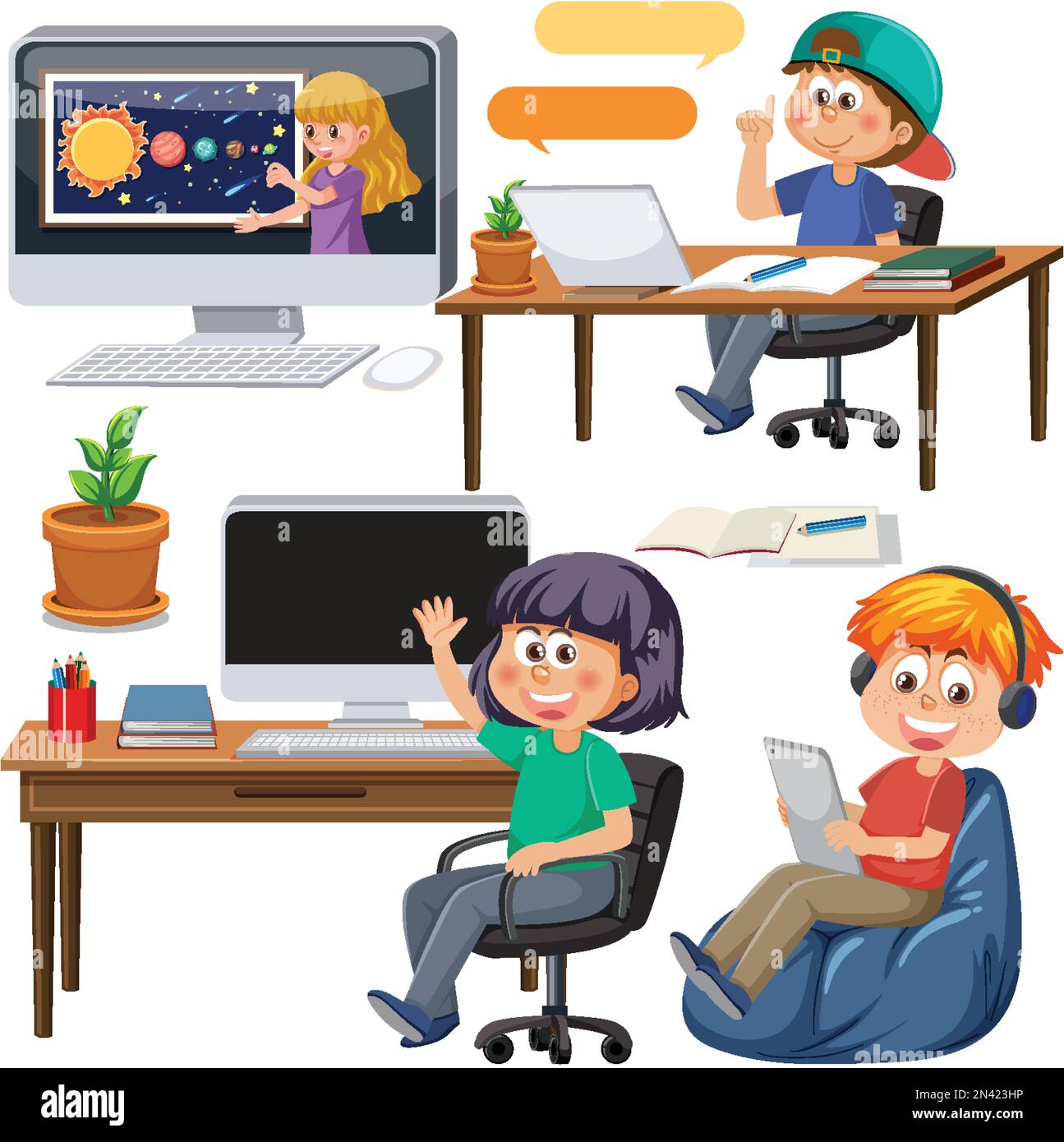 Set of student cartoon character illustration Stock Vector Image & Art ...