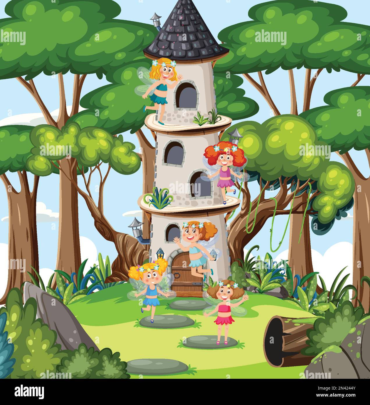 Fairy house in the forest Stock Vector Images - Alamy