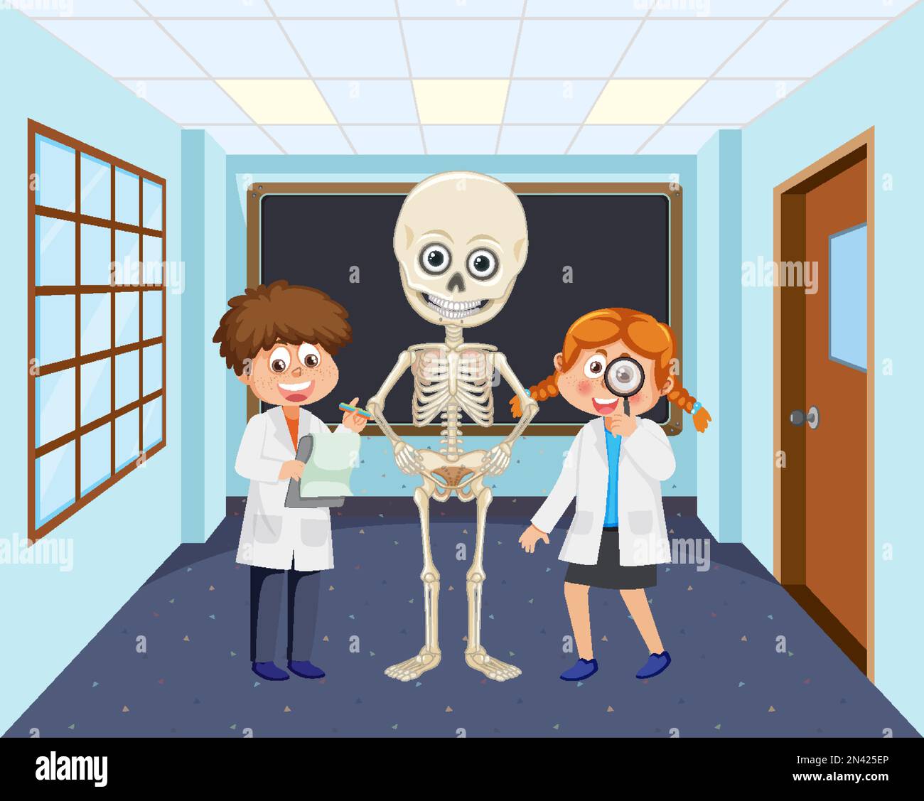 Student doing science experiment in laboratory illustration Stock ...