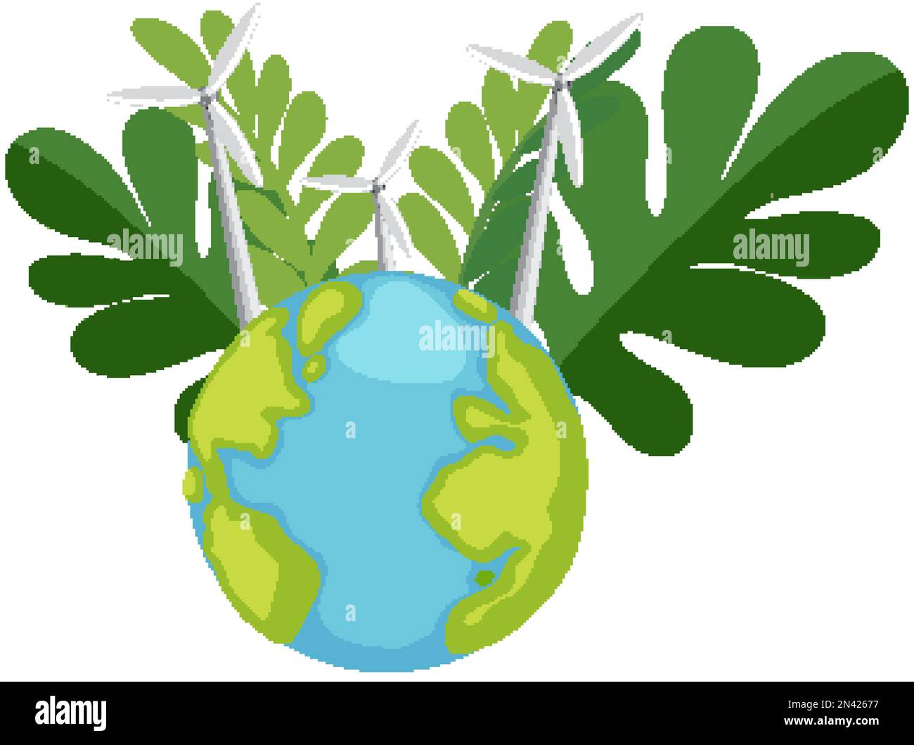 World earth day concept with plants growing on earth illustration Stock ...