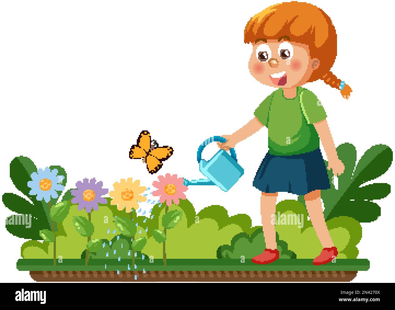 Girl Planting Flowers Clip Art
