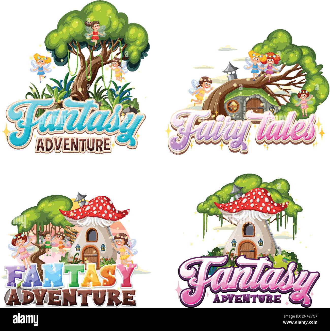 Set of fairy tale banner illustration Stock Vector Image & Art - Alamy