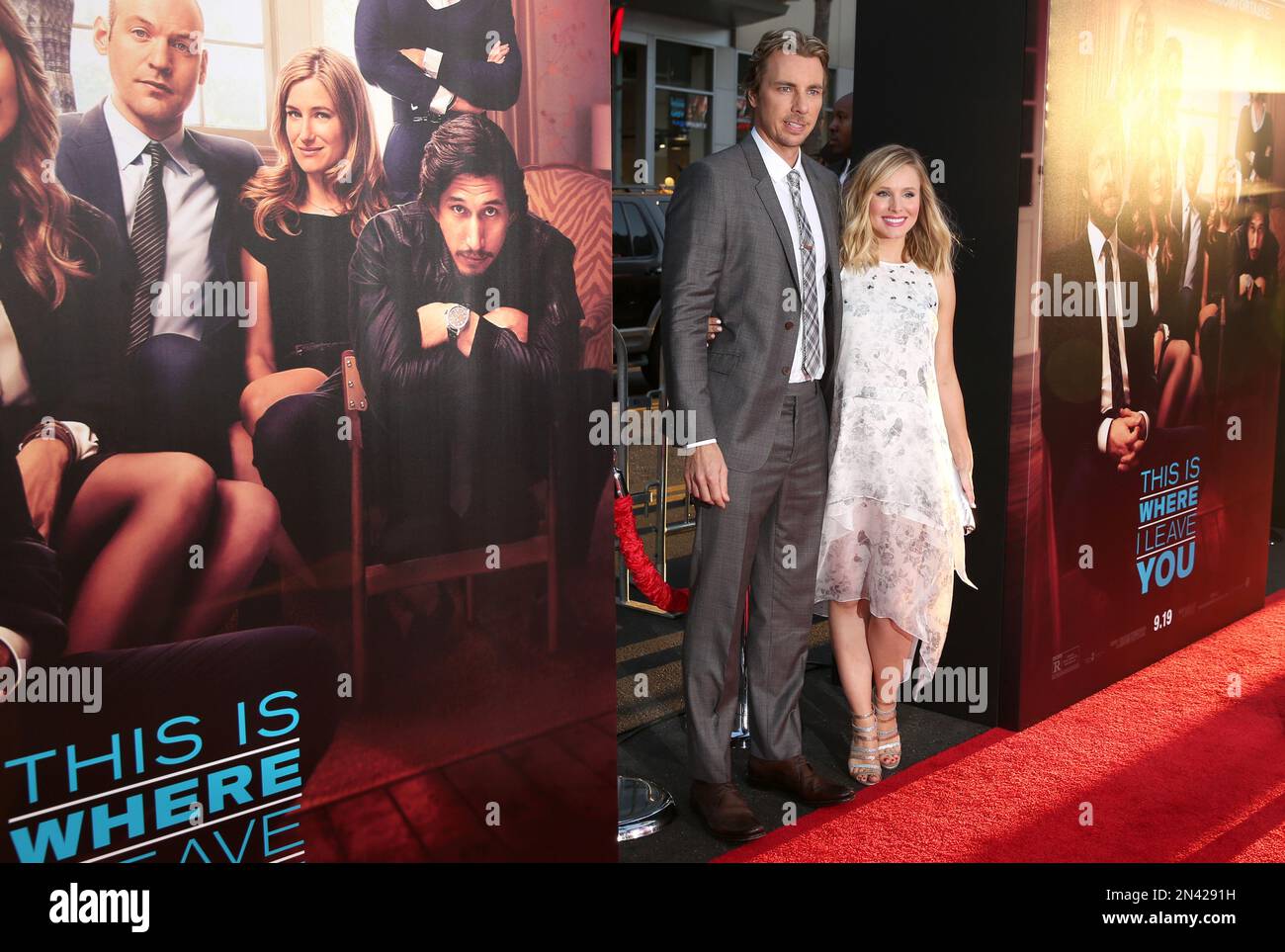 Dax Shepard, left, and Kristen Bell arrive at the Los Angeles premiere of "This Is Where I Leave ...