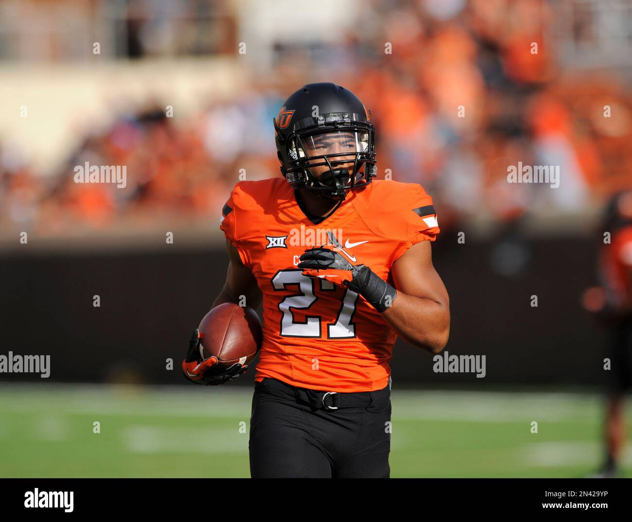 Oklahoma State running back Corey Bennett goes through drills before an ...