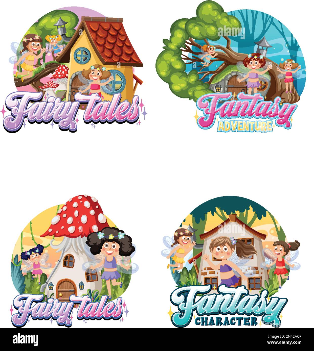 Set of fairy tale banner illustration Stock Vector Image & Art - Alamy