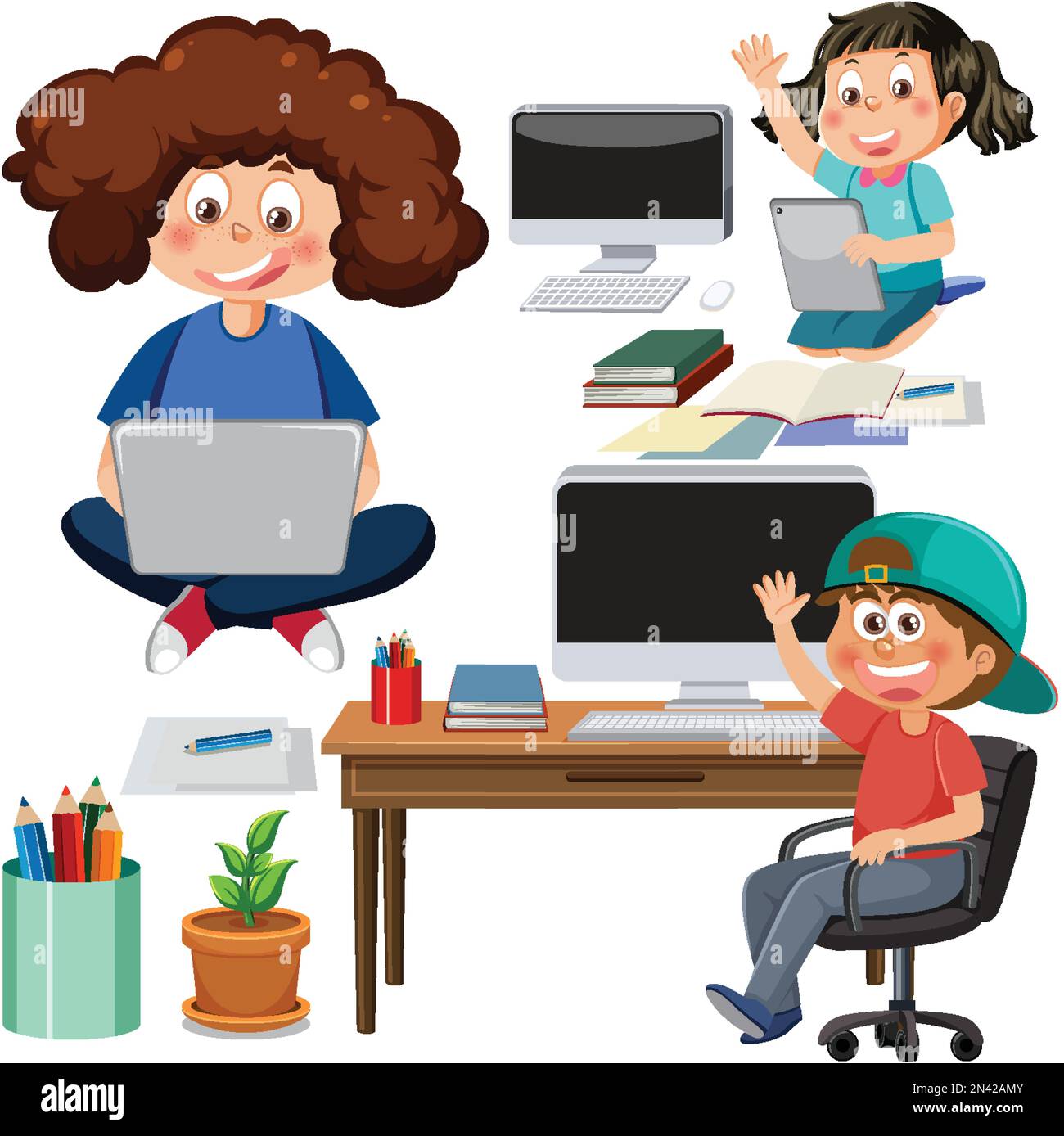 Set of student cartoon character illustration Stock Vector Image & Art ...