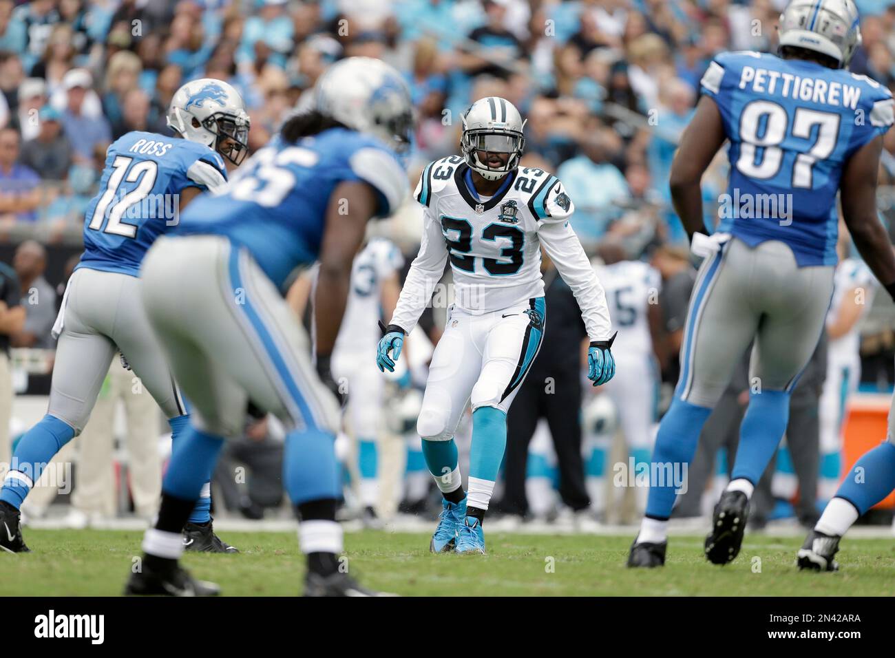 Carolina Panthers' Melvin White (23) looks to make a play against the ...