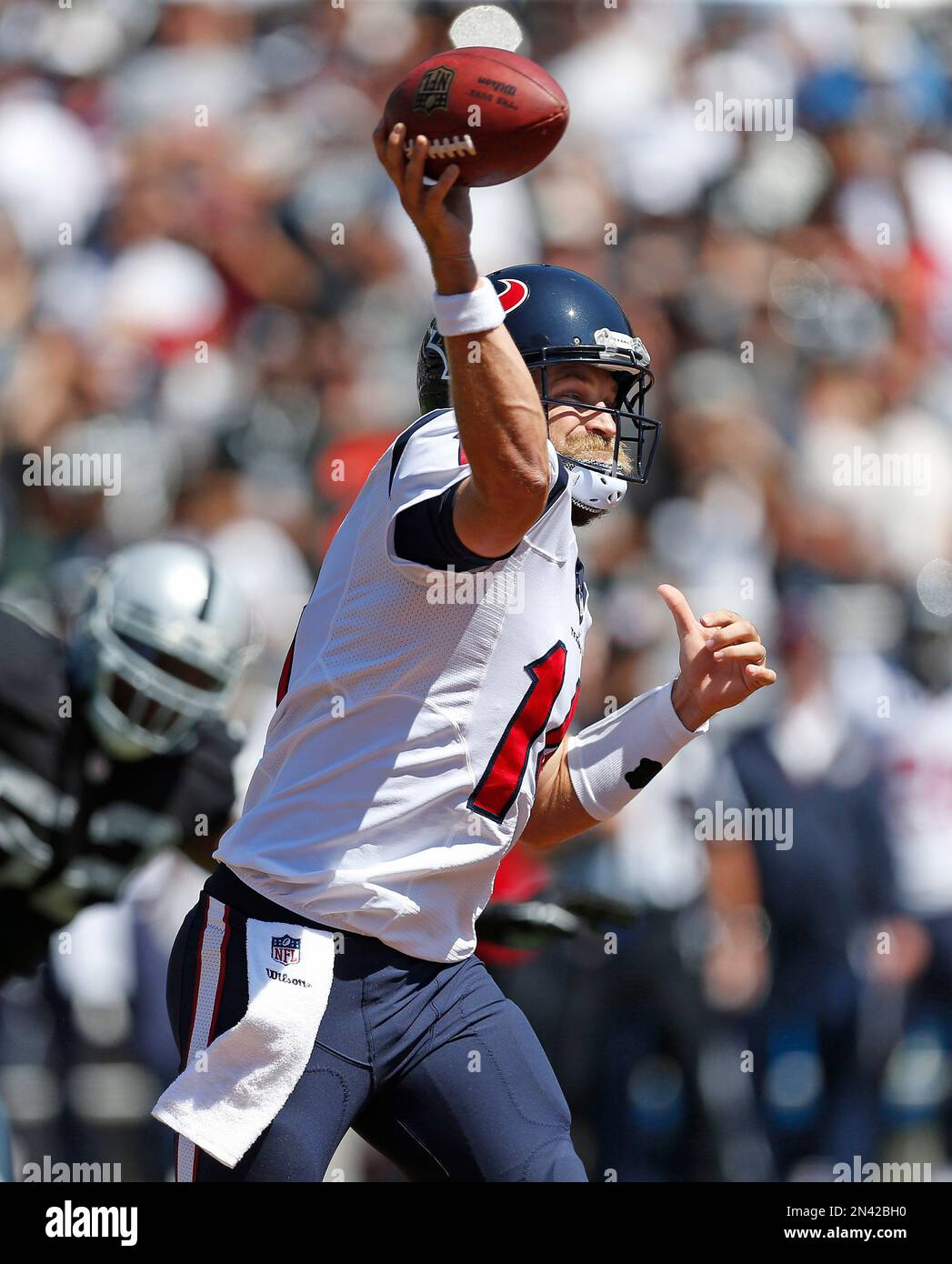 Houston Texans quarterback Ryan Fitzpatrick throws in the first quarter ...