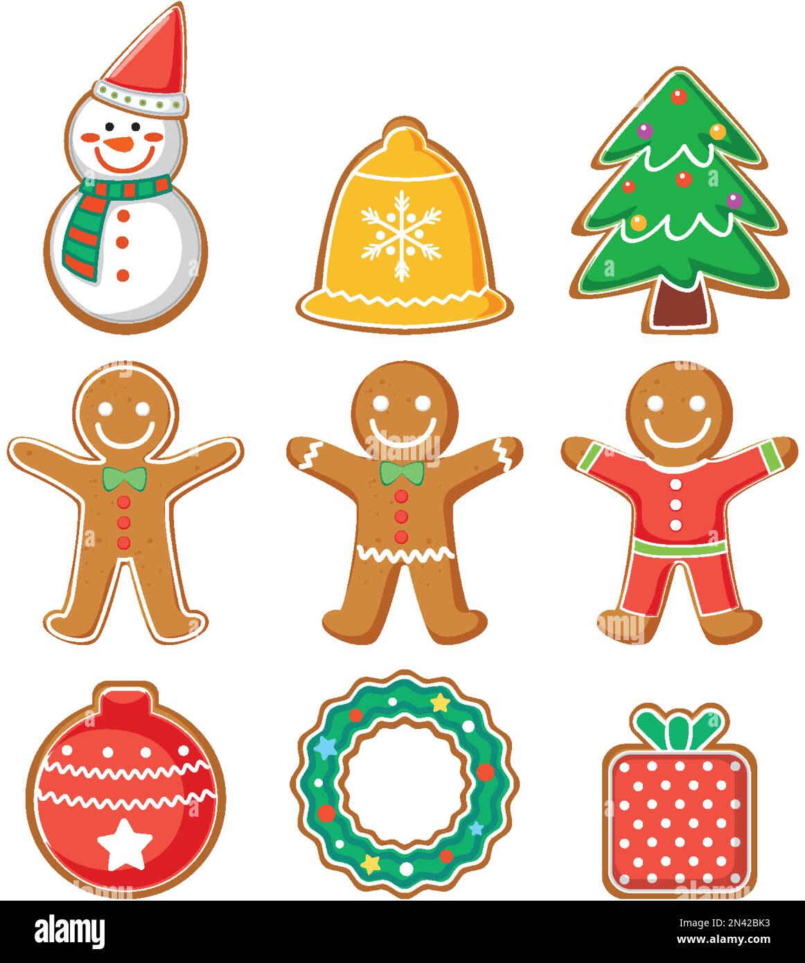 Christmas gingerbreads cartoon set illustration Stock Vector Image ...