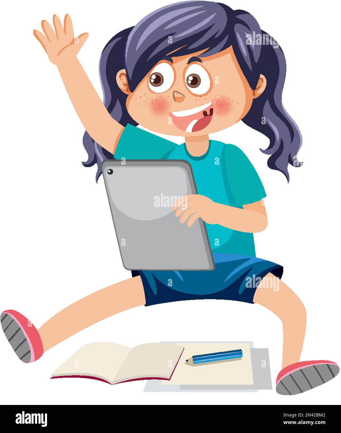A girl using tablet illustration Stock Vector Image & Art - Alamy