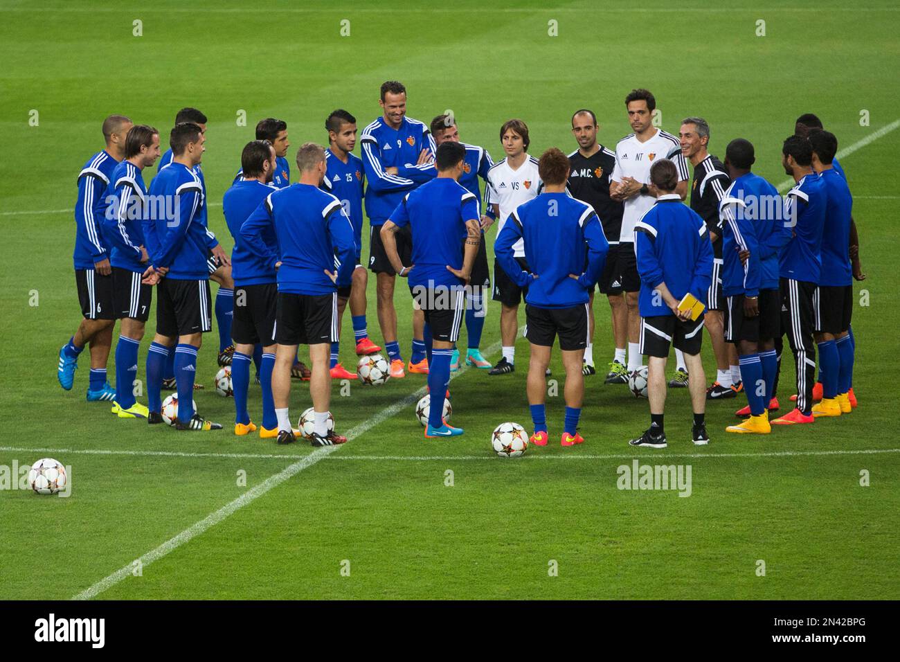 FC Basel team gather during a training session ahead of Tuesday's ...