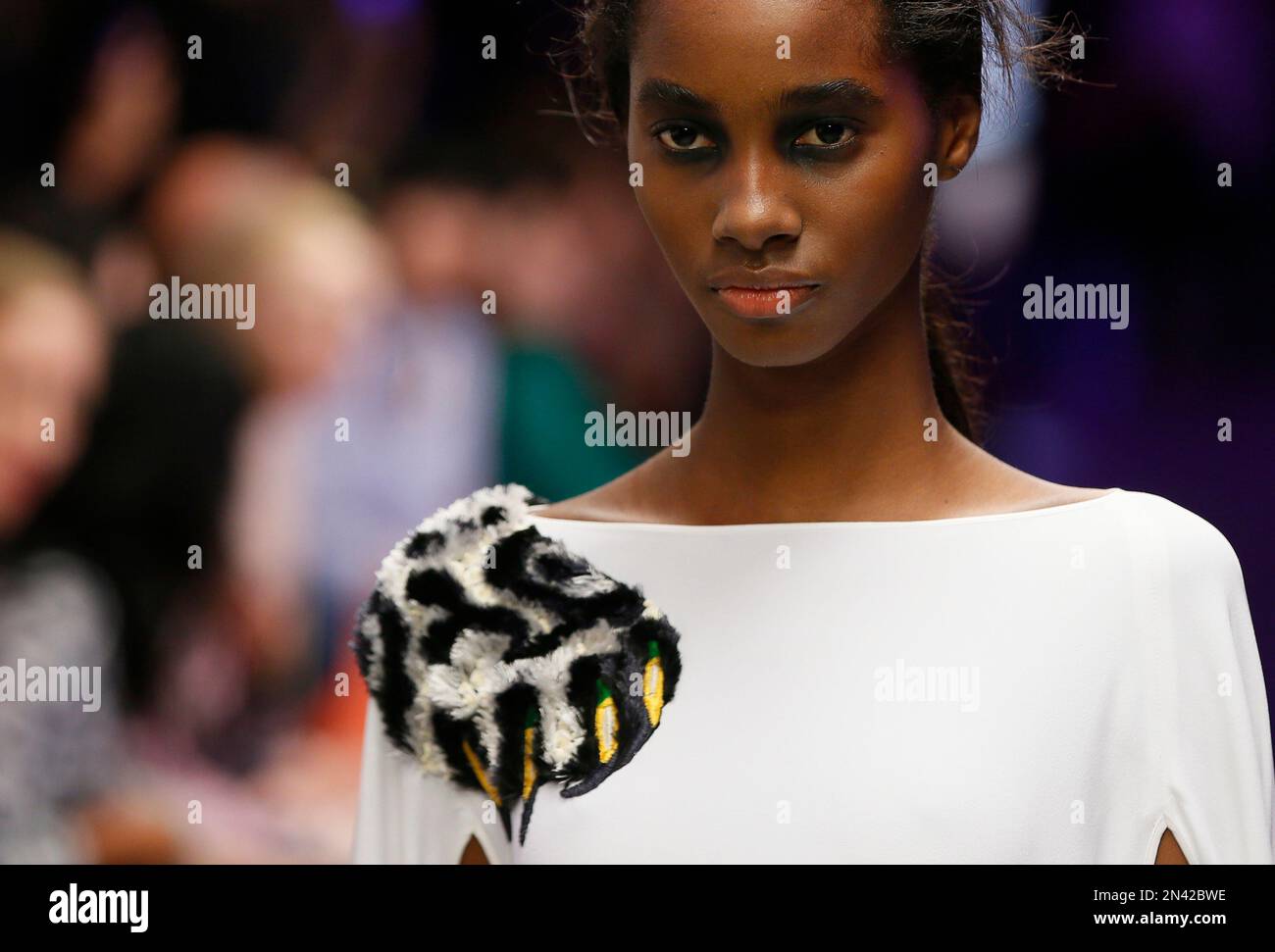 A model wears an outfit by designer Giles Deacon during his Spring ...