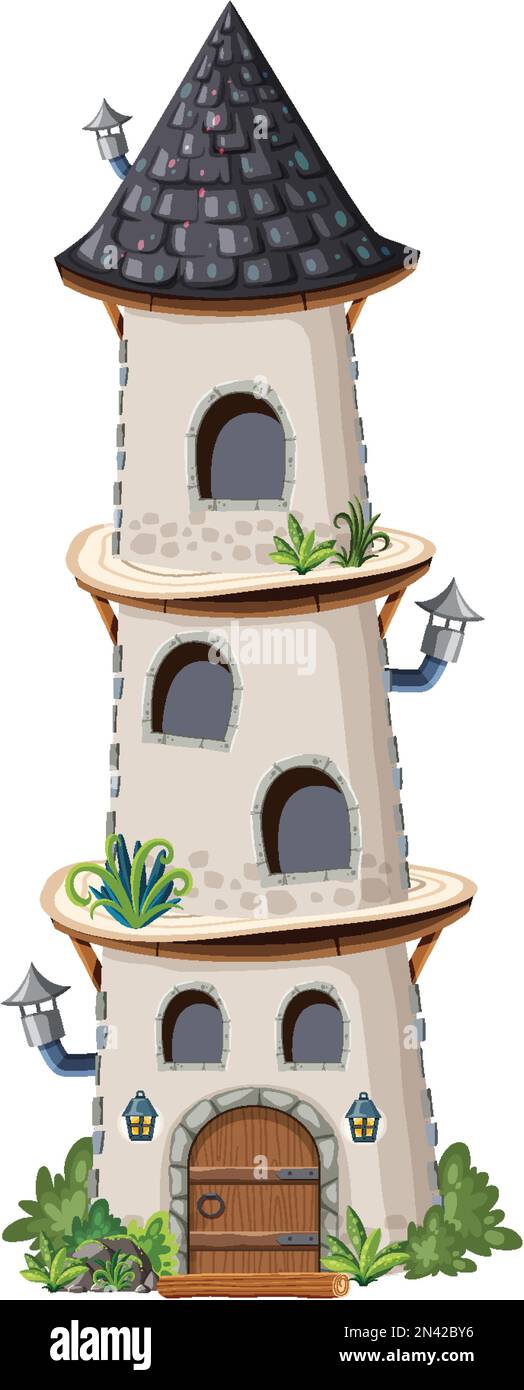 Fairytale tower on white background illustration Stock Vector Image ...