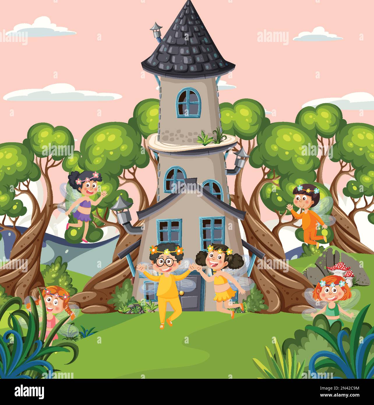 Fairies in fairy tales forest illustration Stock Vector Image & Art - Alamy