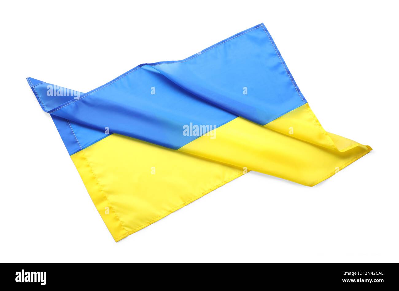 National flag of Ukraine isolated on white, top view Stock Photo - Alamy