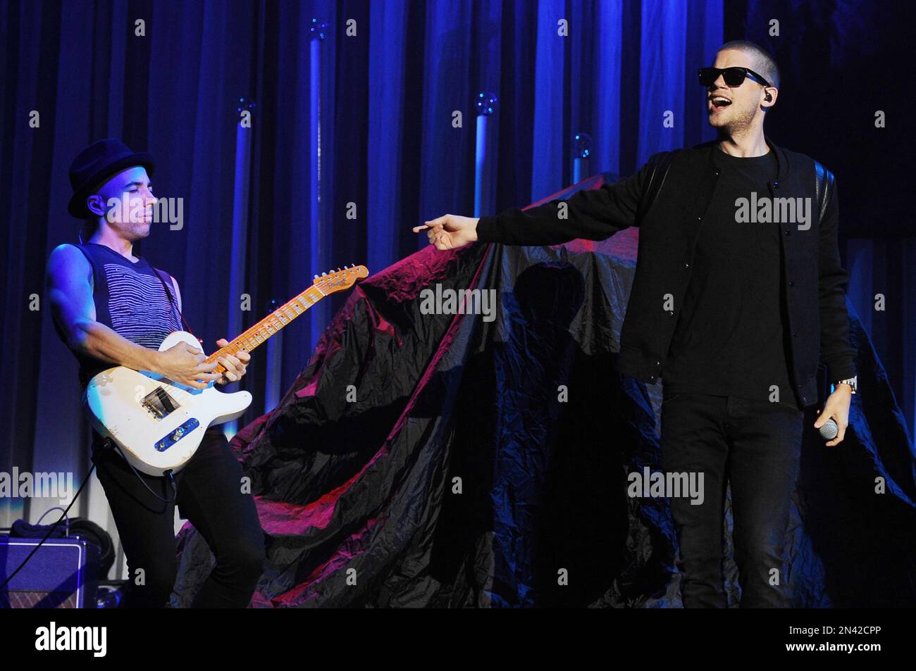 Tony Oller of MKTO performs during the Demi World Tour at the American ...
