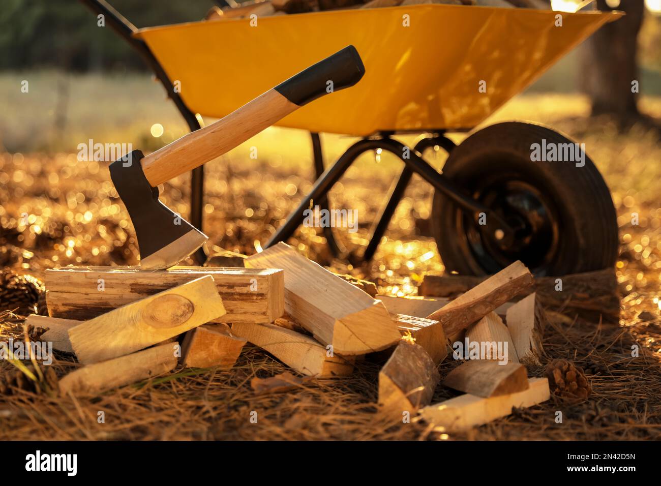 Wood timber log wheelbarrow hi-res stock photography and images - Alamy