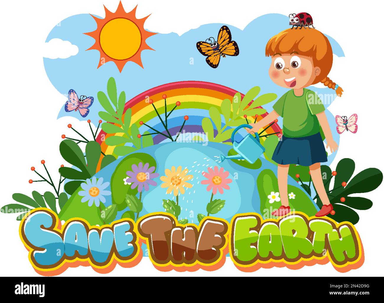 Save the earth text for banner or poster design illustration Stock ...
