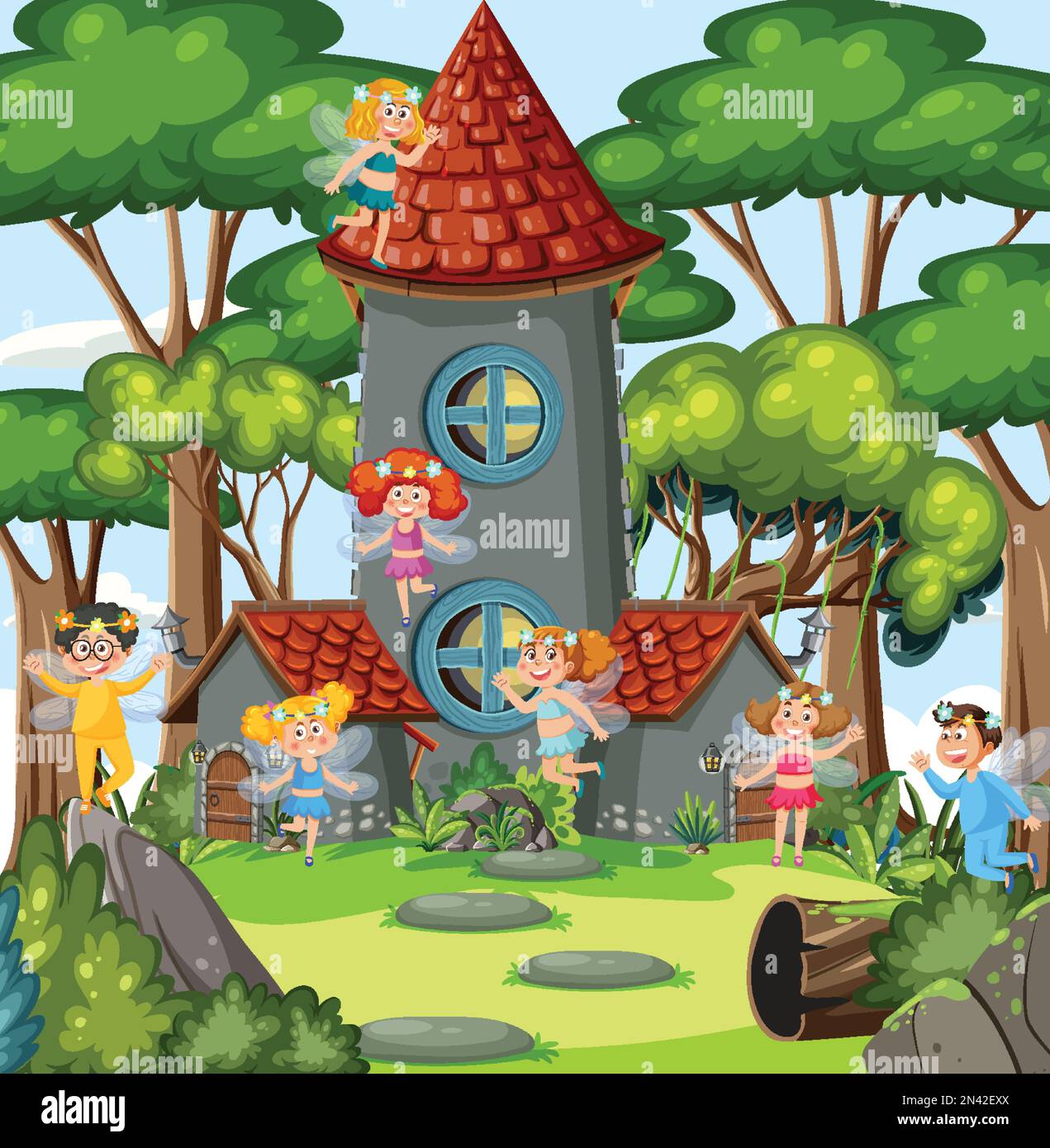 Fairies in fairy tales forest illustration Stock Vector Image & Art - Alamy