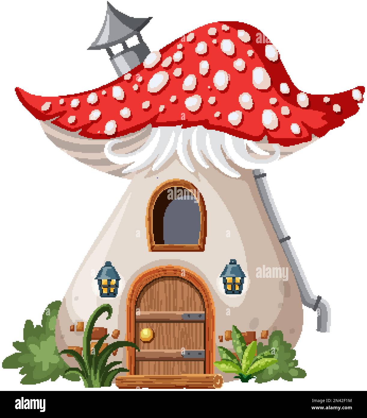 Isolated fantasy mystery mushroom house illustration Stock Vector Image ...