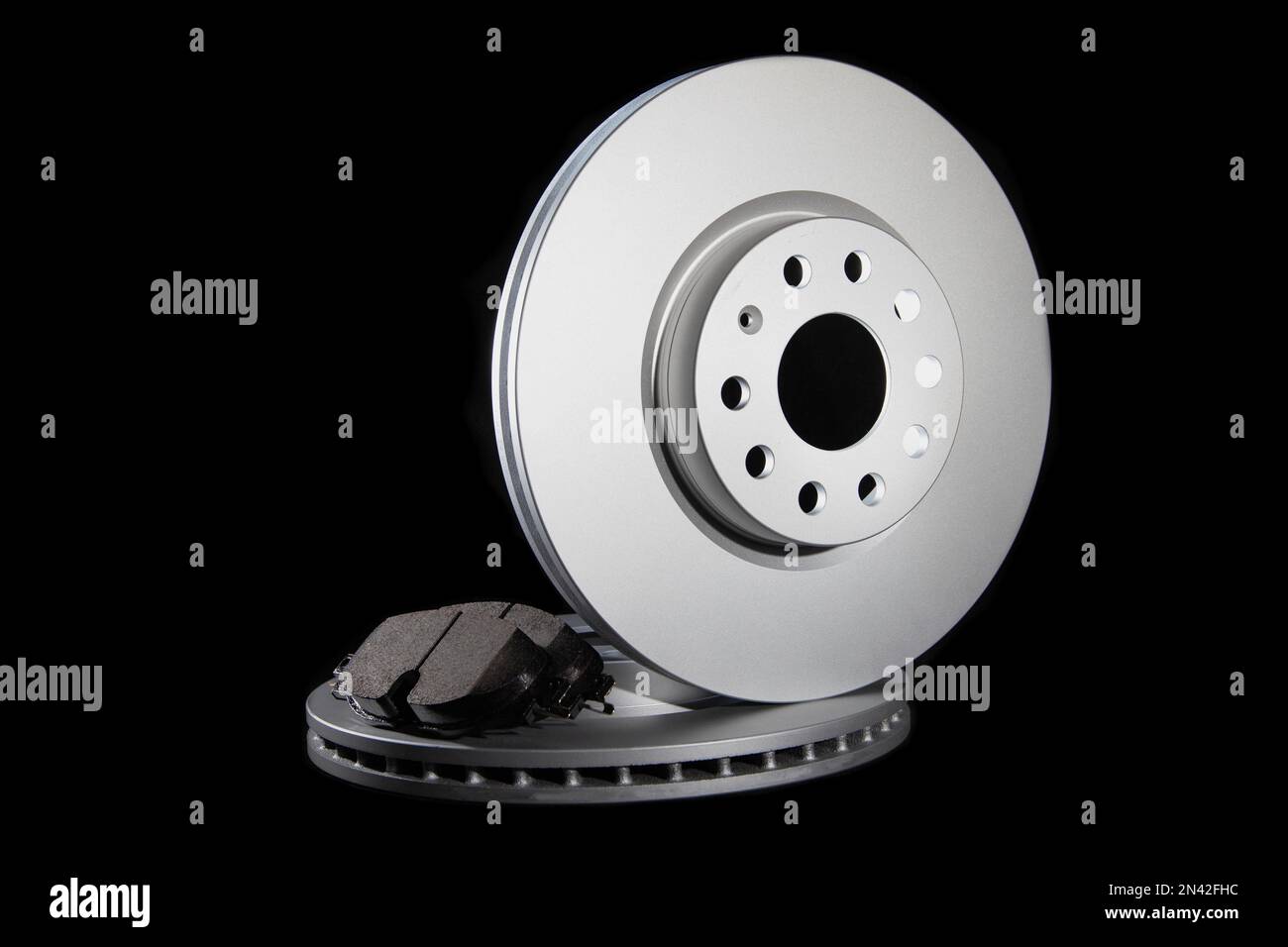 Automotive spare parts from the braking system. Brake pads and discs on ...