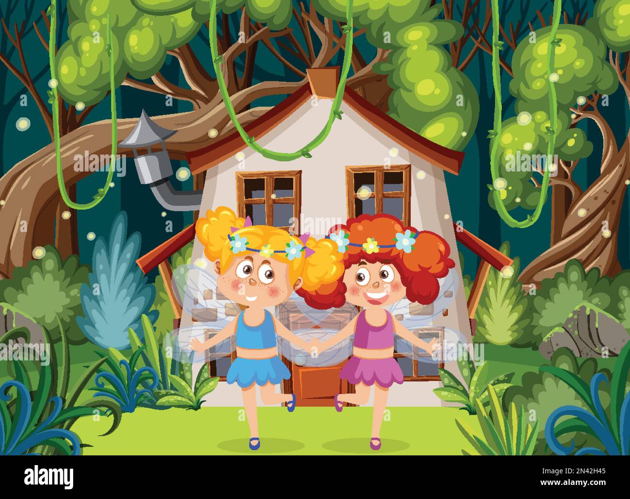 Fairies in fairy tales forest illustration Stock Vector Image & Art - Alamy