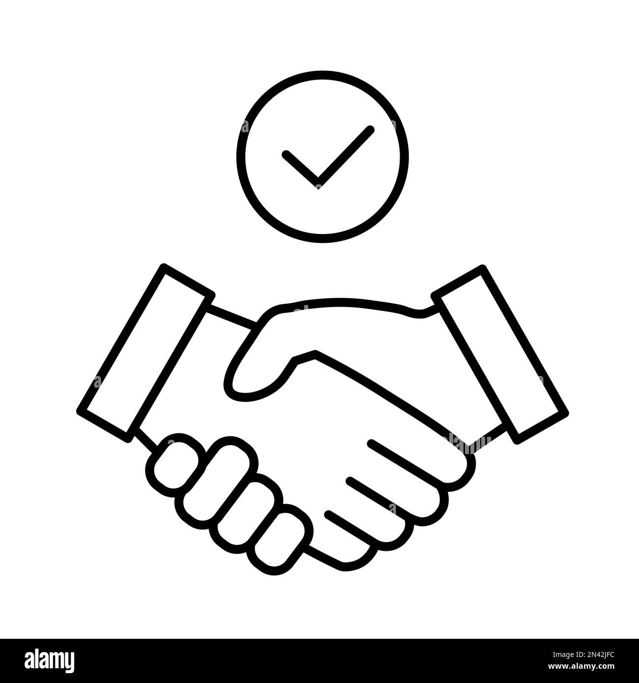Handshake With Check Icon Commitment Line Symbol Stock Vector Image