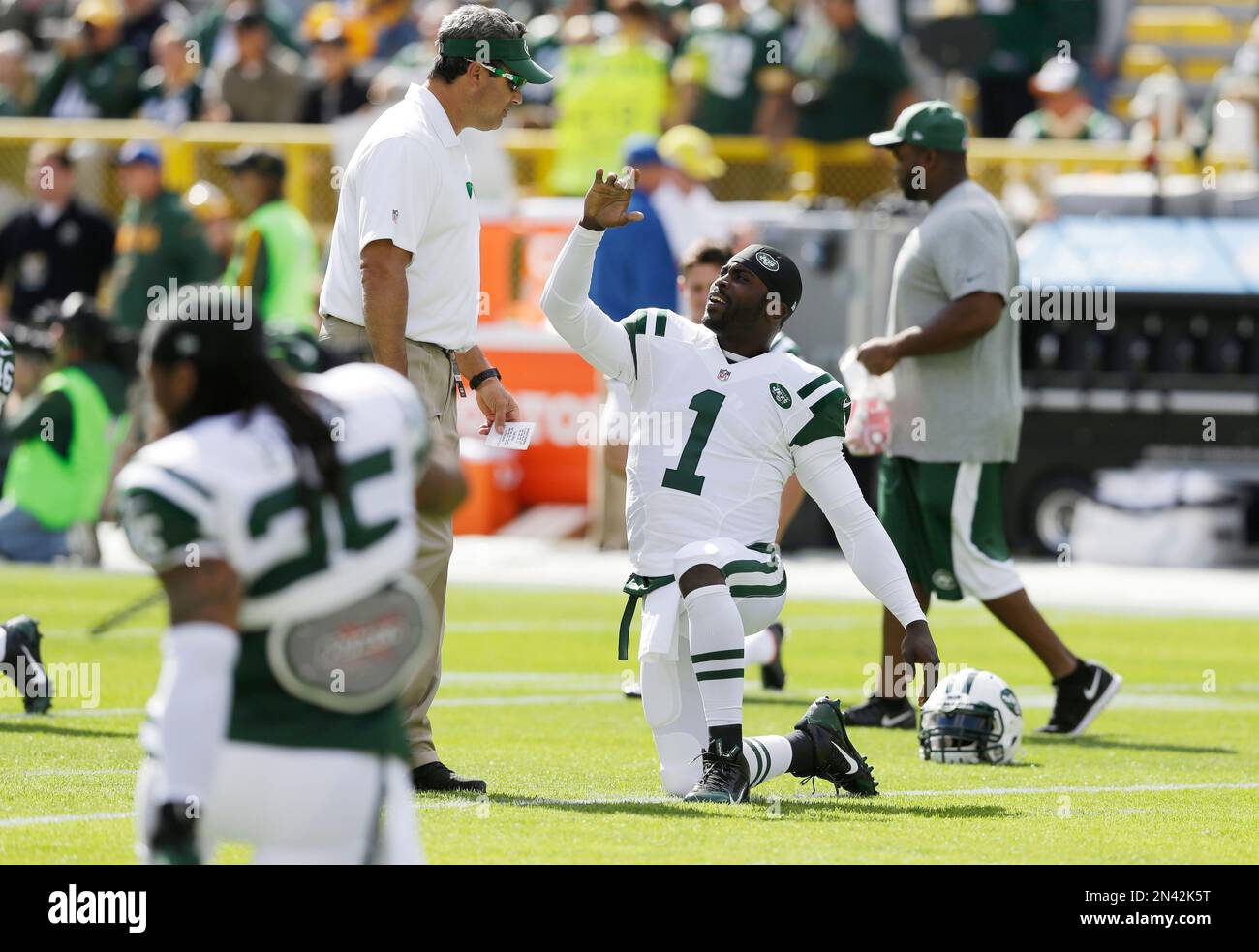 New York Jets' Michael Vick before an NFL football game against the ...