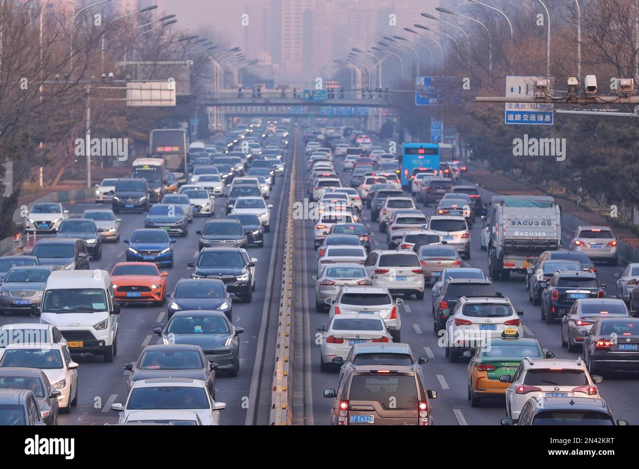 Traffic congestion in the morning peak in Beijing, China, 6 February ...