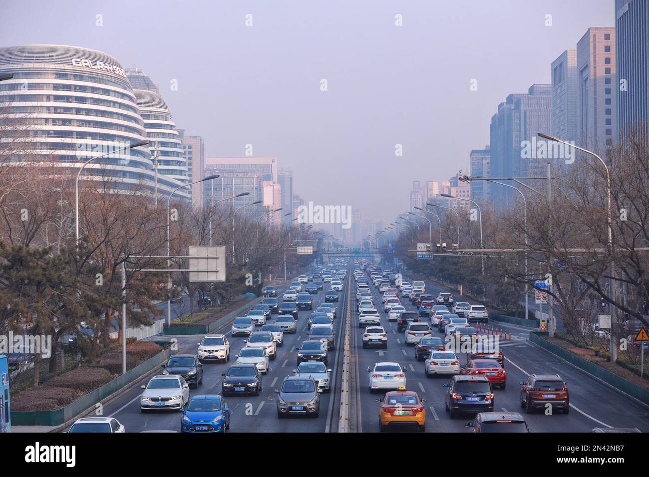 Traffic congestion in the morning peak in Beijing, China, 6 February ...