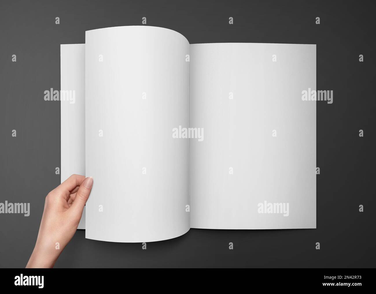 A4 Advertising Magazine Brochure Mockup 3D Rendering with Hand Stock ...