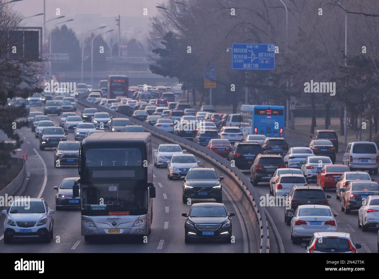 Traffic congestion in the morning peak in Beijing, China, 6 February ...