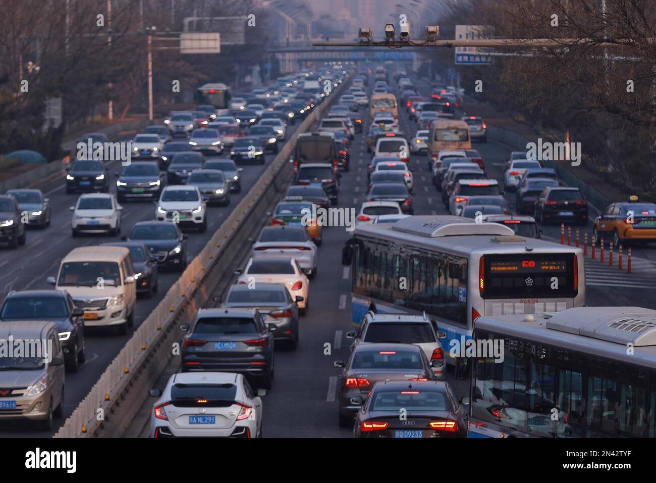 Traffic congestion in the morning peak in Beijing, China, 6 February ...