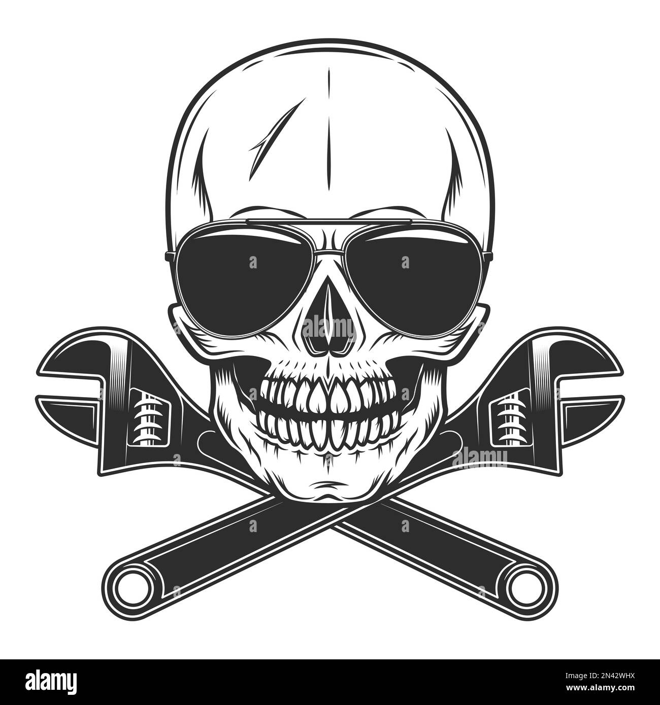 Skull in sunglasses accessory to protect eyes from bright sun with ...