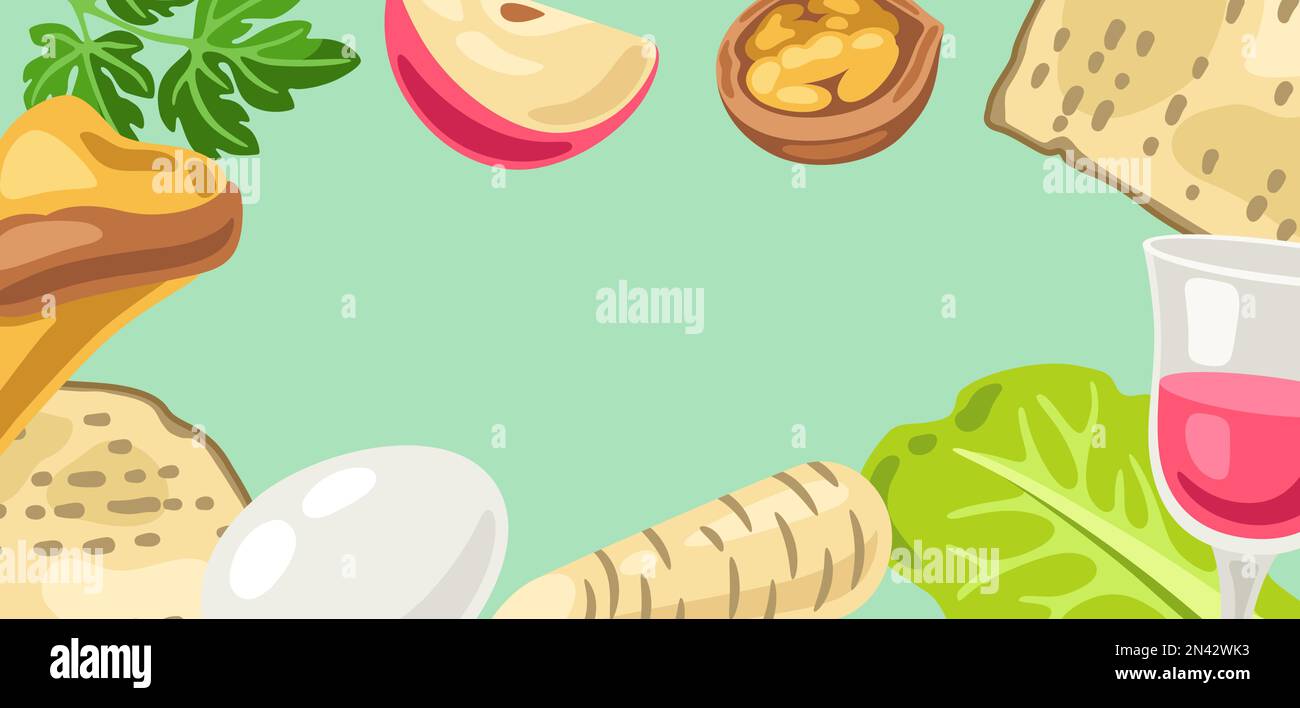 Happy Pesach Jewish Passover plate greeting card. Holiday background ...