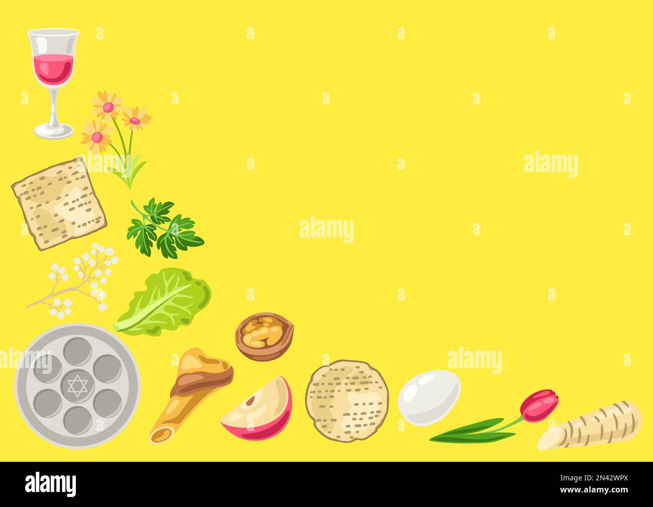 Happy Pesach Jewish Passover plate greeting card. Holiday background ...