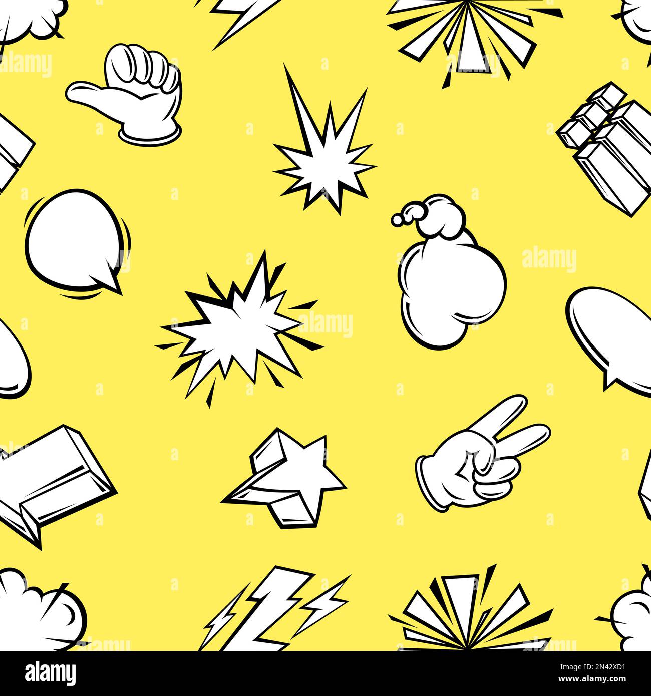 Seamless pattern with comic speech bubbles signs and symbols. Cartoon ...