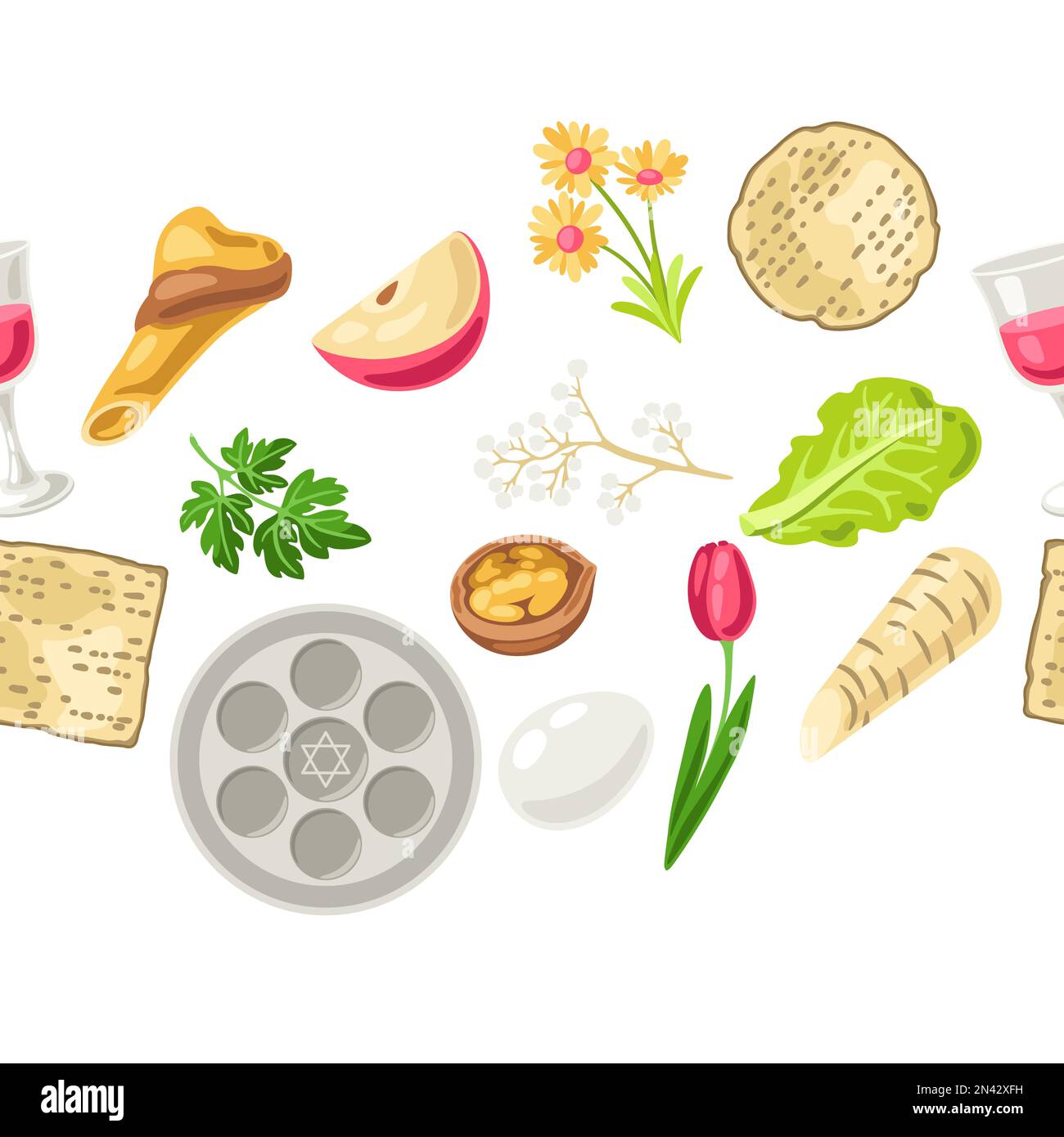 Happy Pesach Jewish Passover plate seamless pattern. Holiday background ...