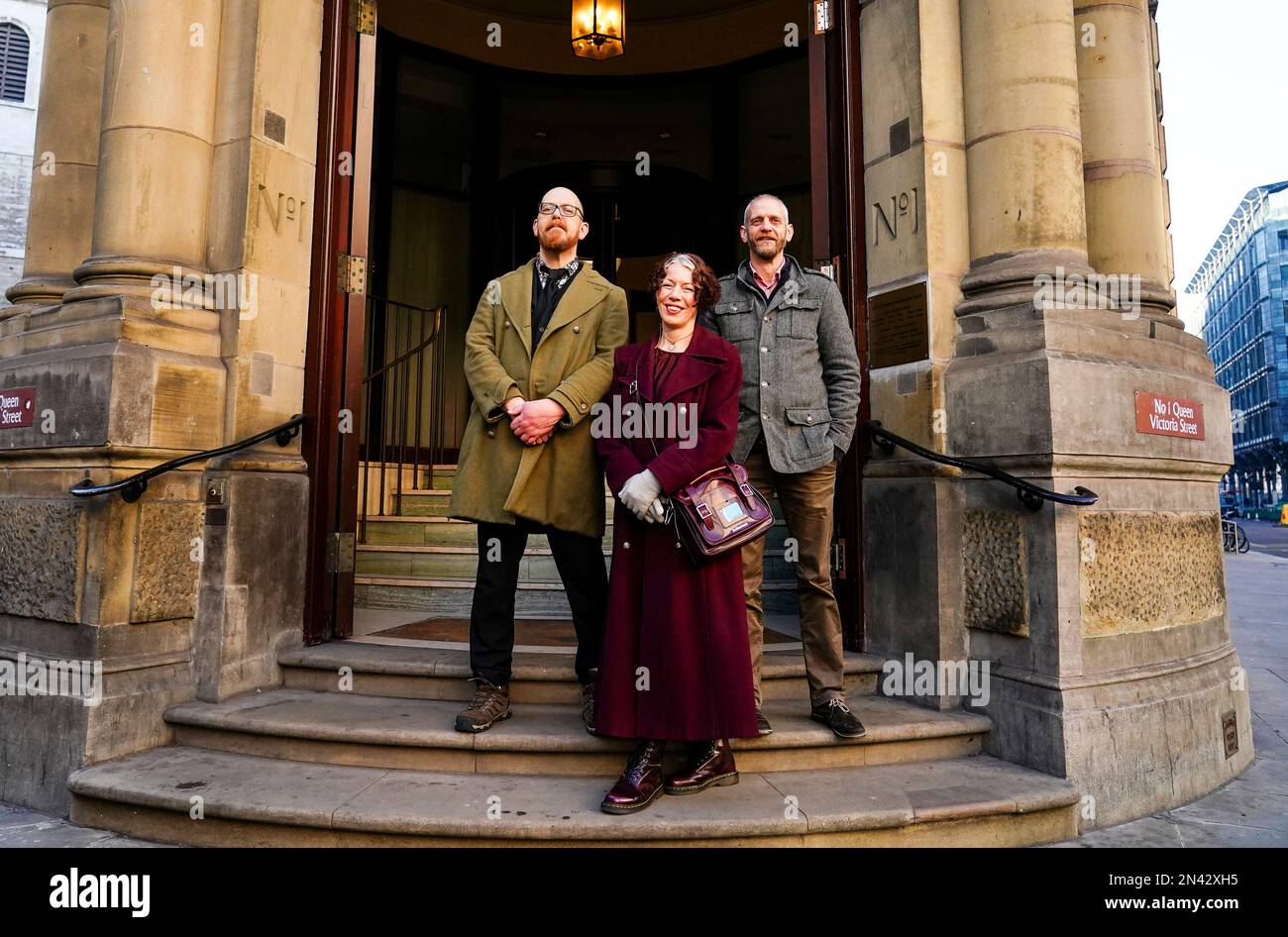 (left to right) Climate activists Simon Bramwell, Lucy Porter and ...