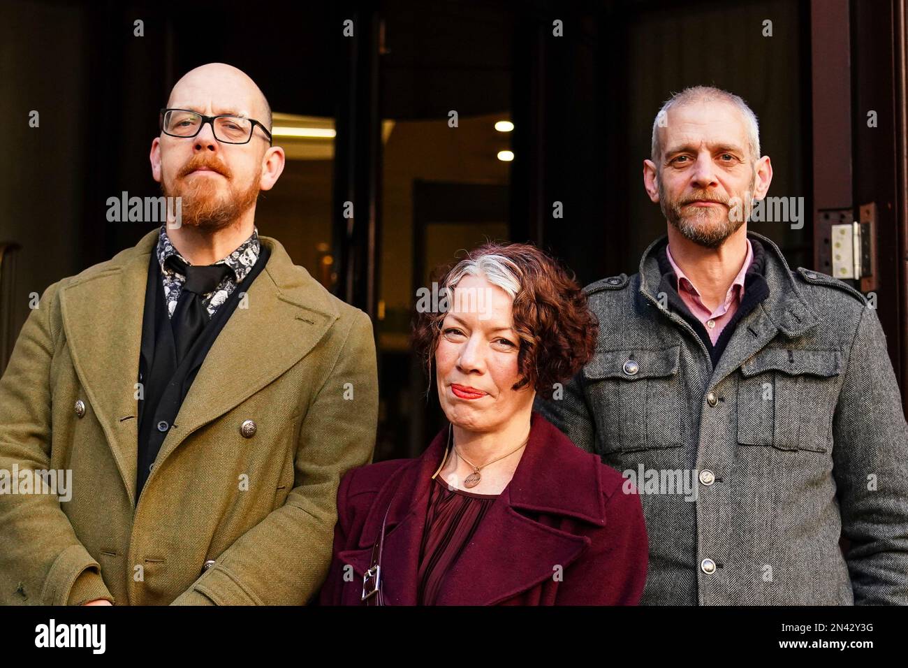 (left to right) Climate activists Simon Bramwell, Lucy Porter and ...