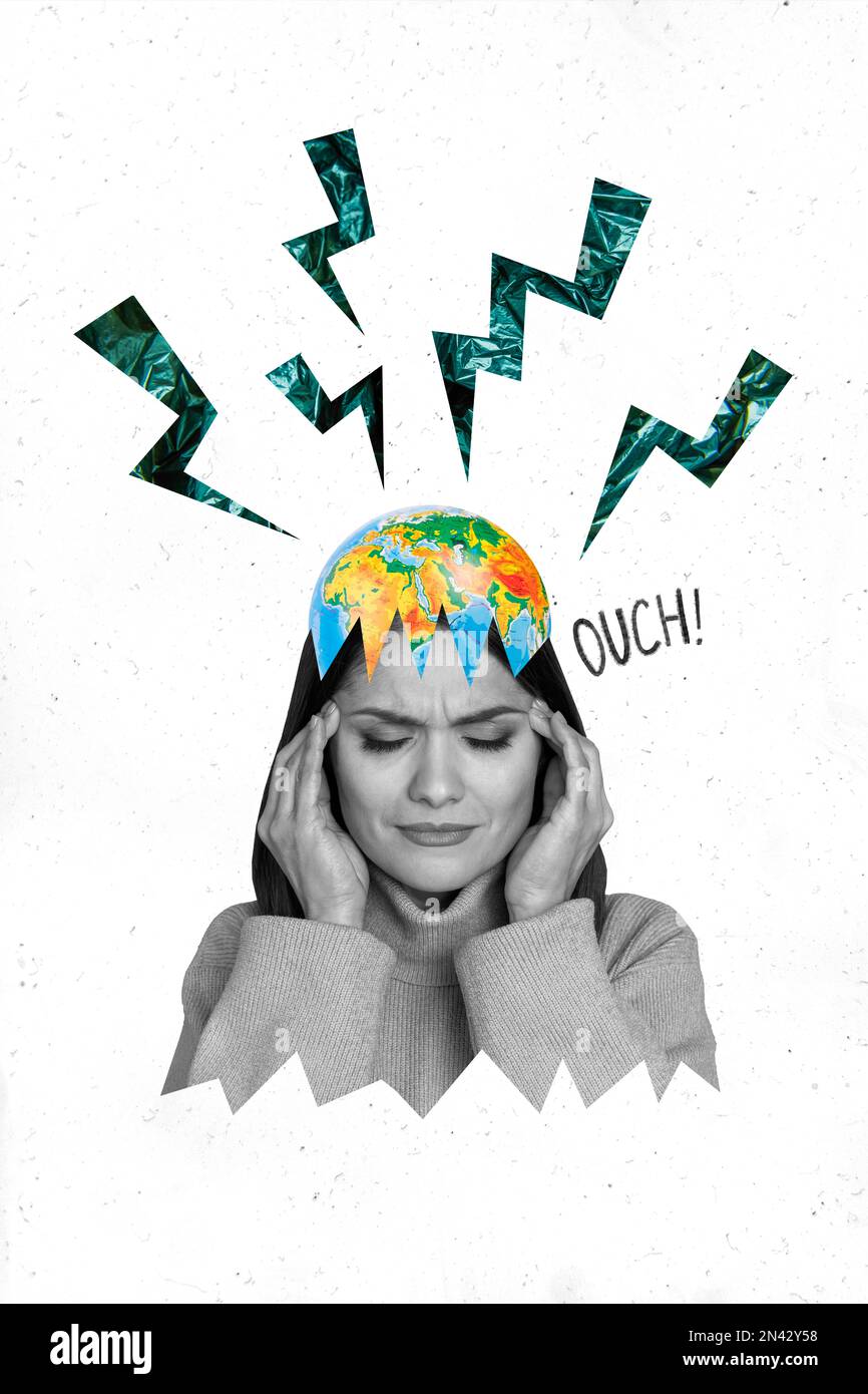 Creative banner poster collage image of woman feel tension pressure ...
