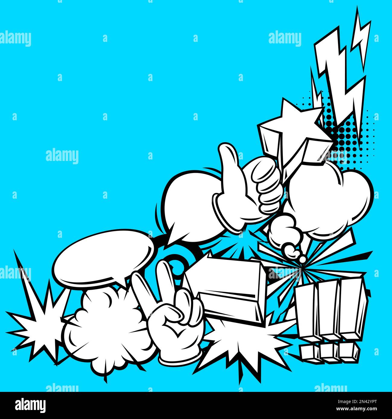 Frame with comic speech bubbles signs and symbols. Cartoon pop art ...