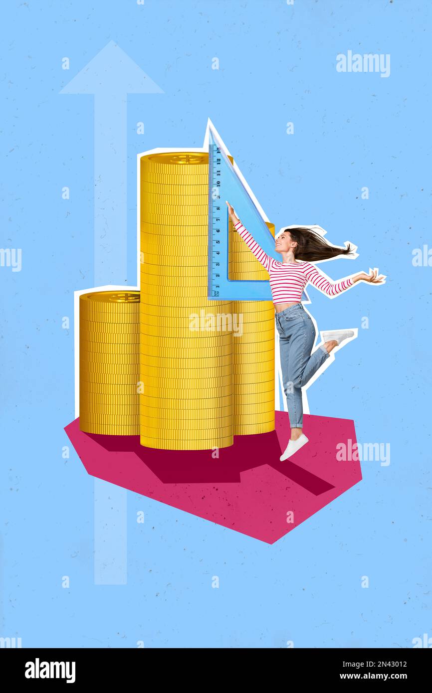 Poster banner magazine collage of economist lady start up strategy ...