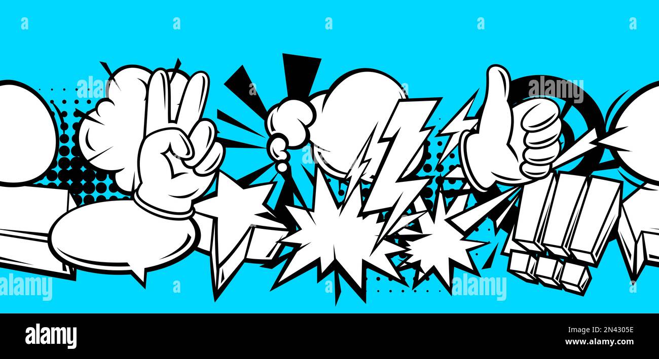 Seamless pattern with comic speech bubbles signs and symbols. Cartoon ...