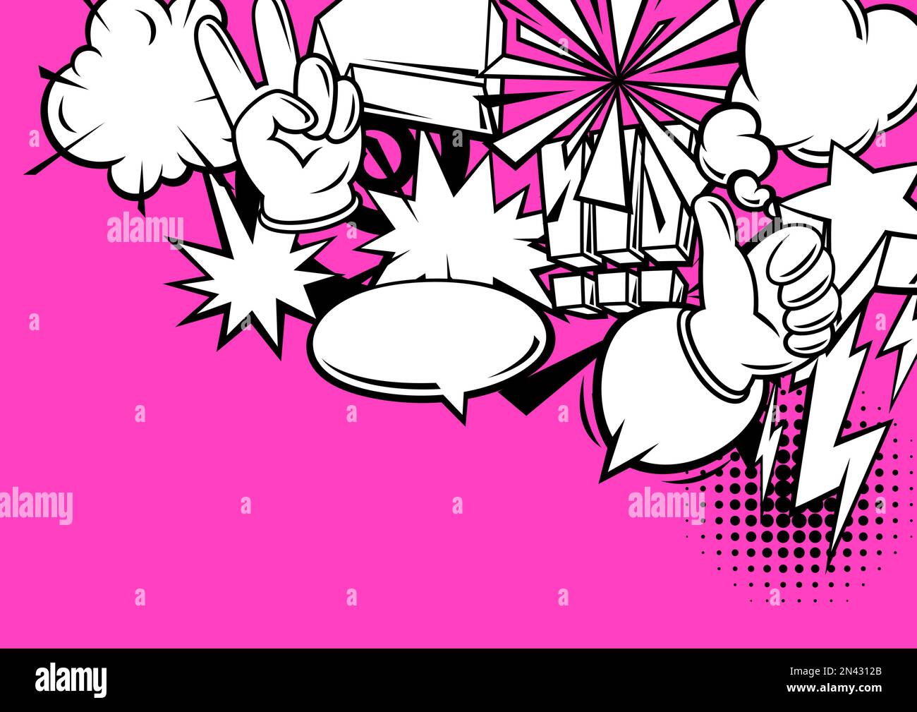 Frame with comic speech bubbles signs and symbols. Cartoon pop art ...