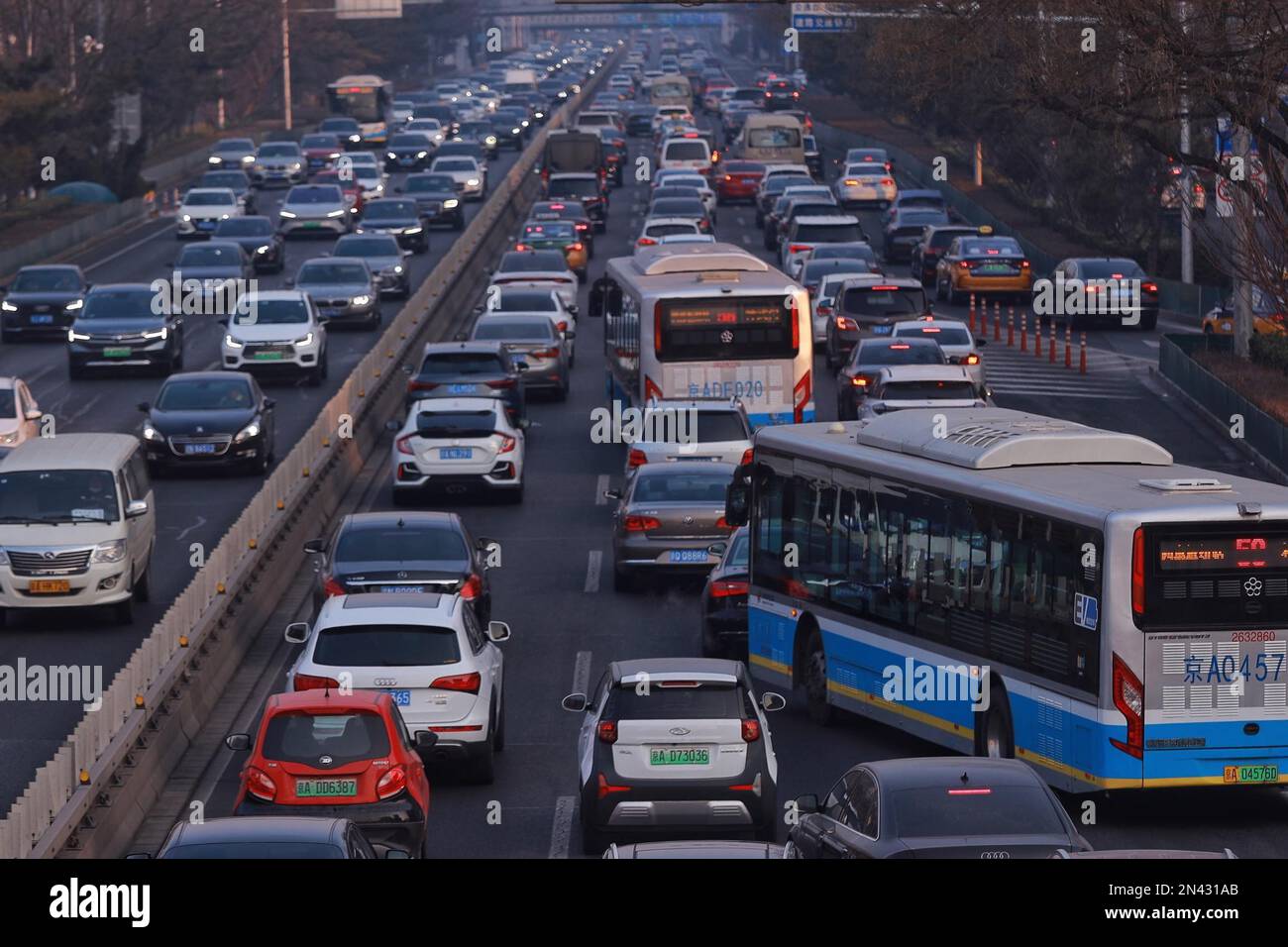 Traffic congestion in the morning peak in Beijing, China, 6 February ...