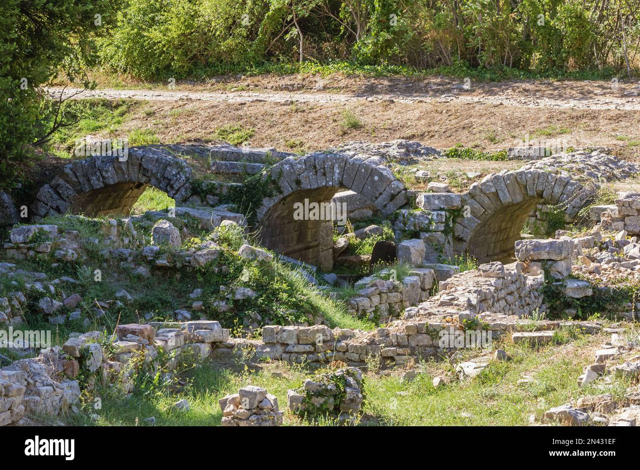 Remains of a vaulted bridge in the Roman ruins of Salona, just outside ...