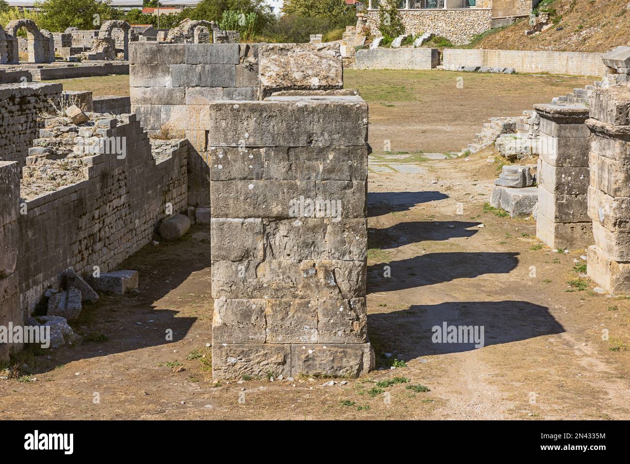 Entrance to the arena of the amphitheater of Solana in the Roman ruins ...